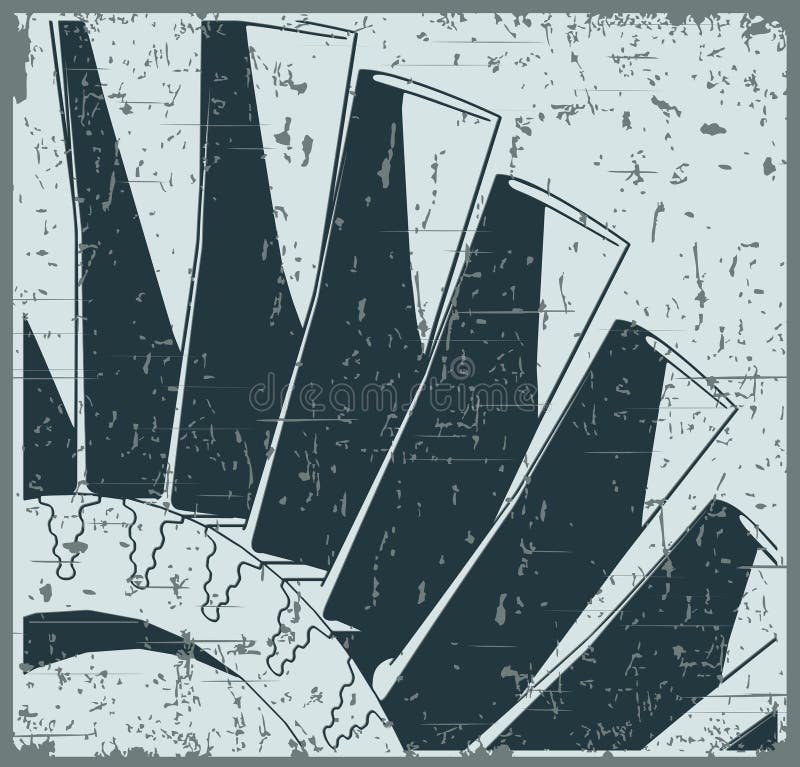 Compressor Blisk and Turbine Blades Blueprints Illustration Stock ...