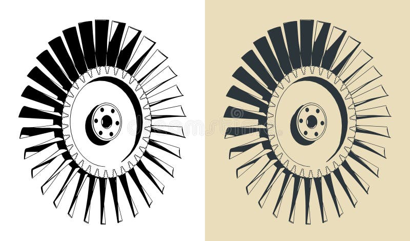 Compressor Blisk and Turbine Blades Stock Illustration - Illustration ...