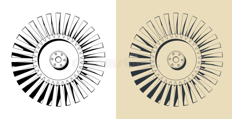 Compressor Blisk and Turbine Blades Illustrations Stock Illustration ...