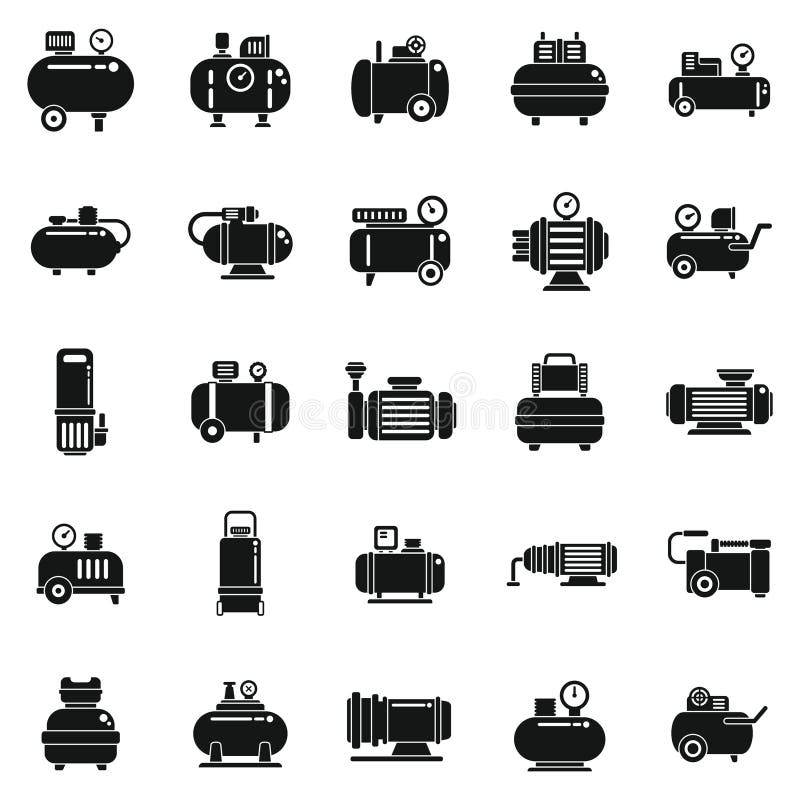 Compressor Icons Set Simple Vector. Air Car Stock Vector - Illustration ...