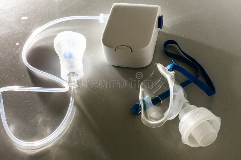 Compressor Nebulizer with Mask on Table Stock Image - Image of inhaling ...