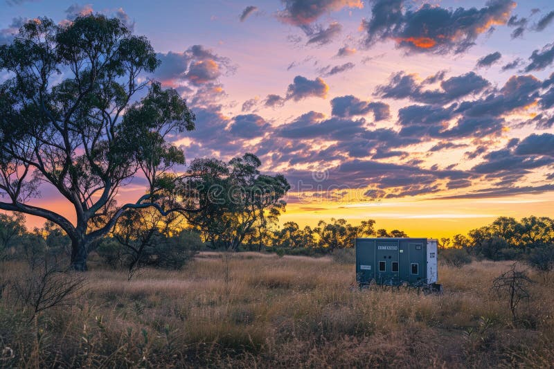 A Compressor in a Peaceful Bush Setting at Sunrise Stock Illustration ...