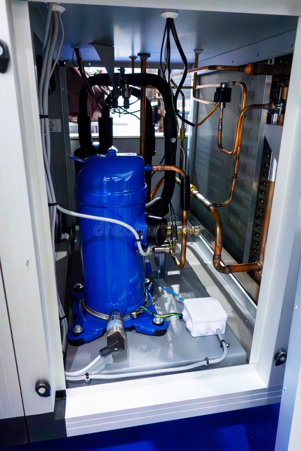 The Compressor of the Refrigerator with Copper Pipes. Stock Image ...