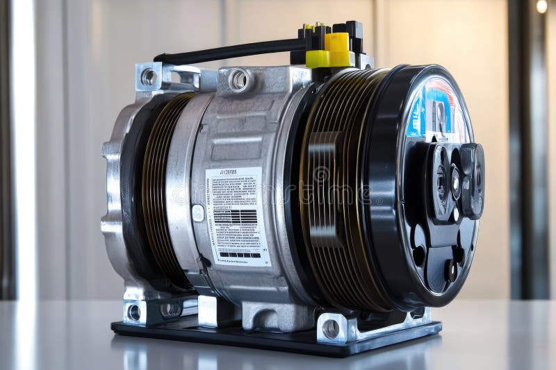 A Compressor Sitting on a Table in a Room Stock Image - Image of table ...