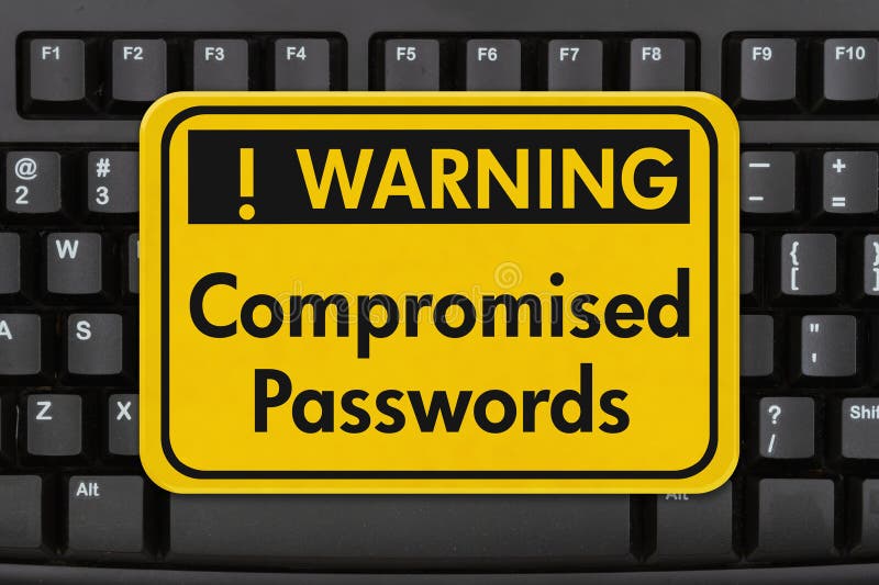 Comprised Passwords Message on a Sign on a Computer Keyboard Stock ...