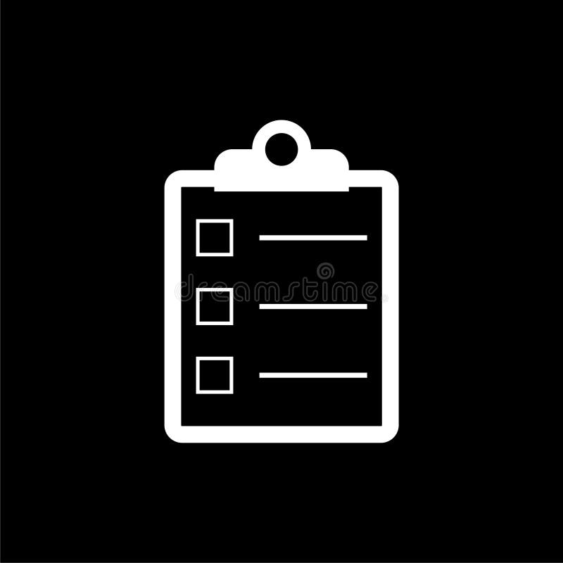 Comprobar Lista Aislada En Fondo Negro Ilustración del Vector ...