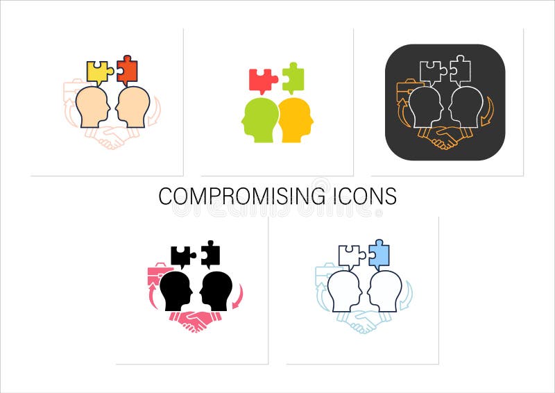Compromising icons set stock vector. Illustration of dispute - 237028058