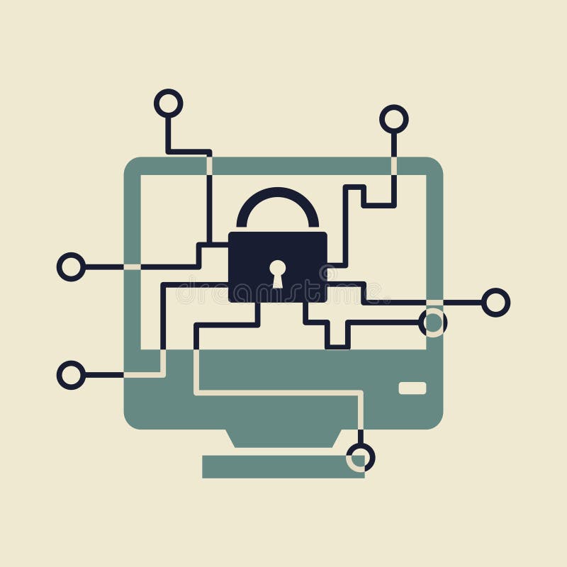 Computer Screen with Lock. Network Security Concept Stock Vector ...