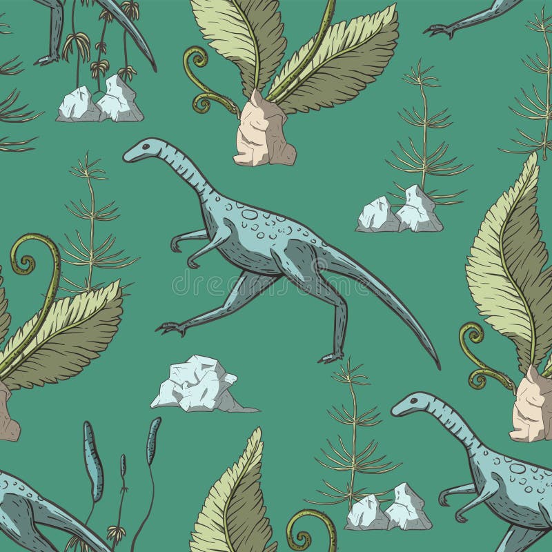 Compsognathus Dinosaur Running - Pencil Drawing Style Stock ...