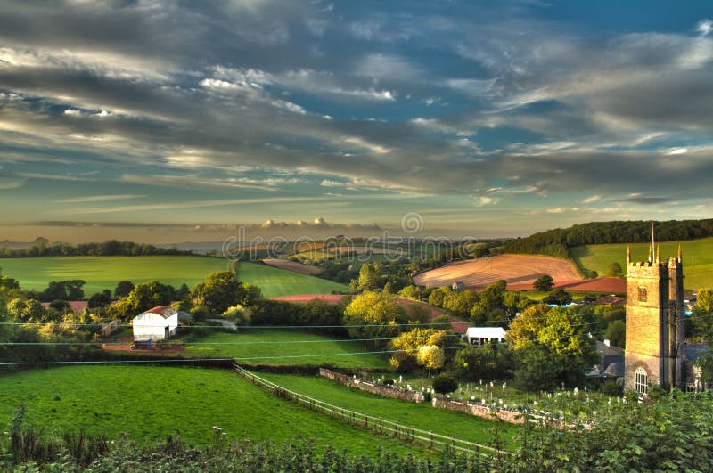Compton View, a Devonian Scene Stock Image - Image of hedge, scenic ...
