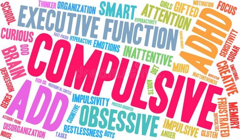 Compulsive Word Cloud stock vector. Illustration of focus - 103135695