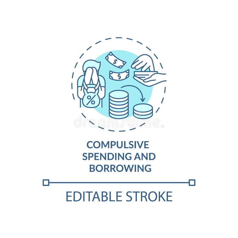 Compulsive Spending and Borrowing Blue Concept Icon Stock Vector ...