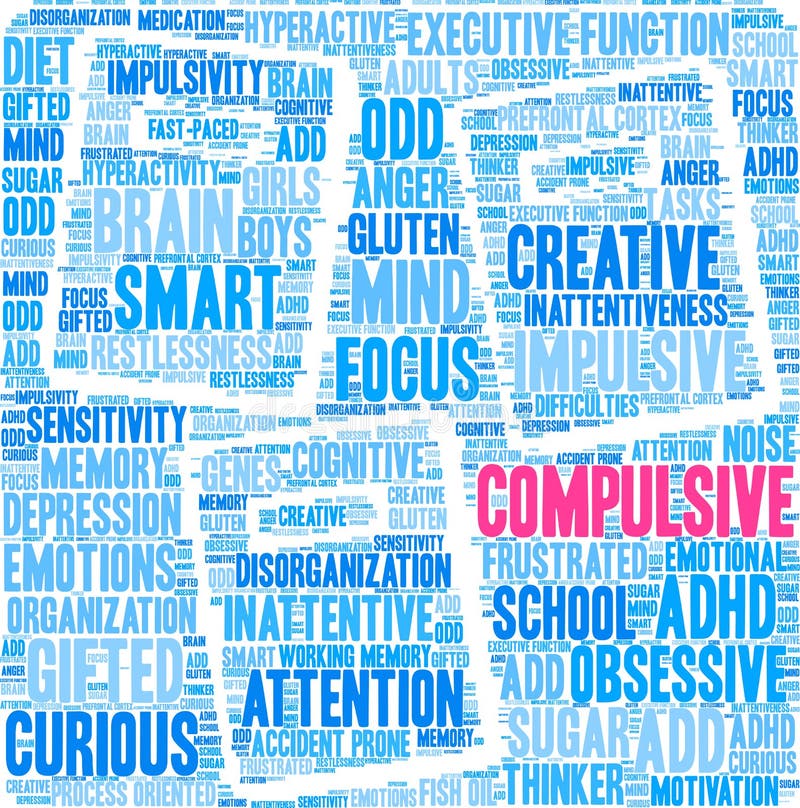 Compulsive Word Cloud stock vector. Illustration of focus - 103135695