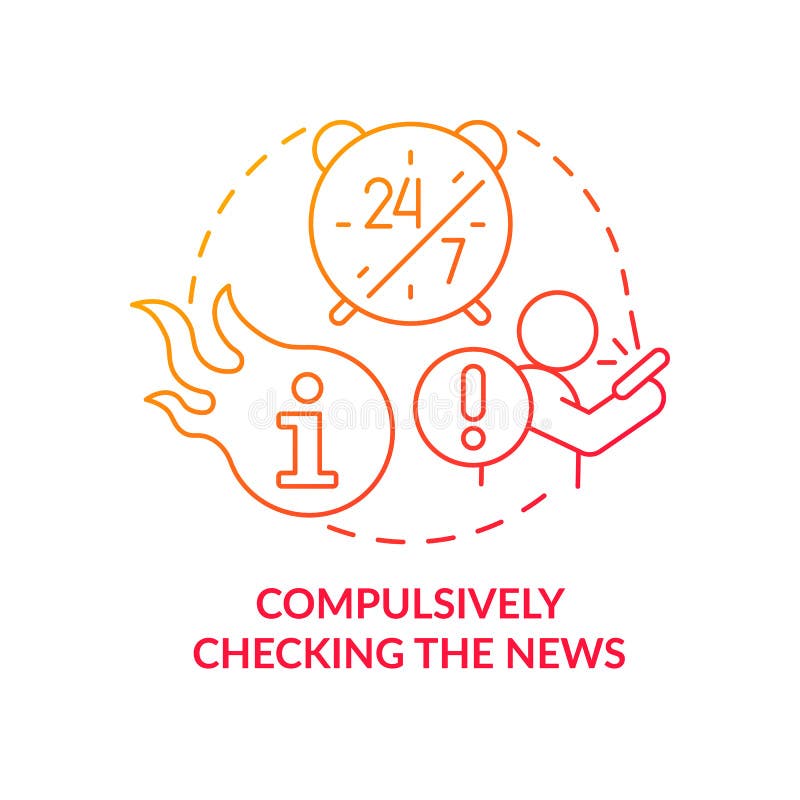 Compulsively Checking News Red Gradient Concept Icon Stock Vector ...