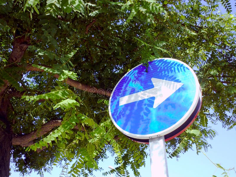 Compulsory Single-direction Traffic Stock Image - Image of straight ...