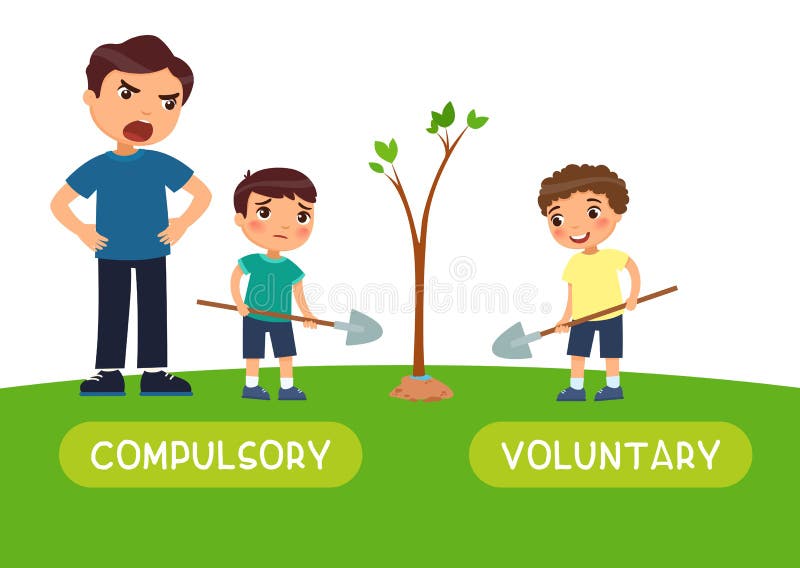 Compulsory and Voluntary Antonyms Word Card Vector Template. Stock ... Compulsory and Voluntary Antonyms Word Card Vector Template. Stock ...