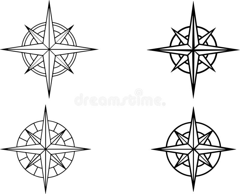 Compus Icon Set,Compass Silhouette Icon Set. Stock Vector ...
