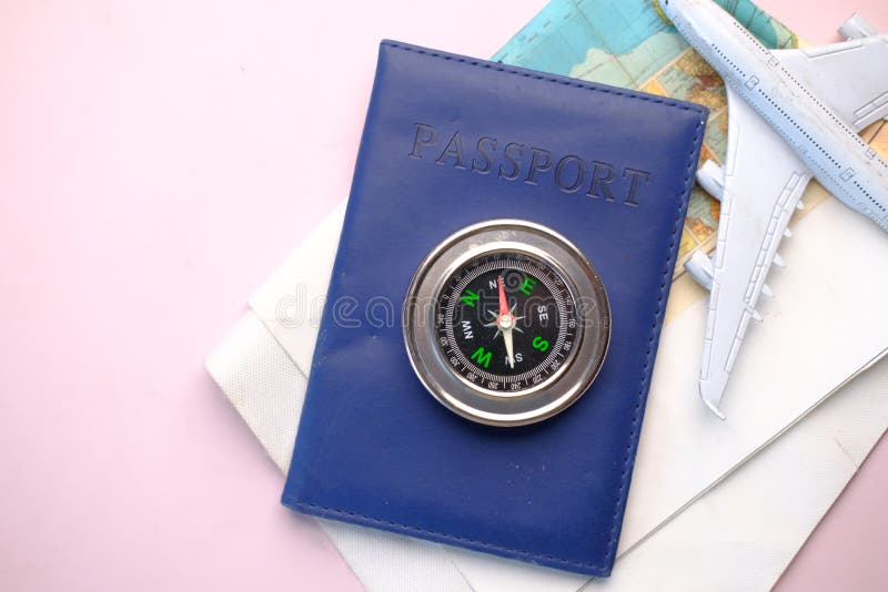 Compus , Passport and Travel Map on Table, Stock Photo - Image of ...