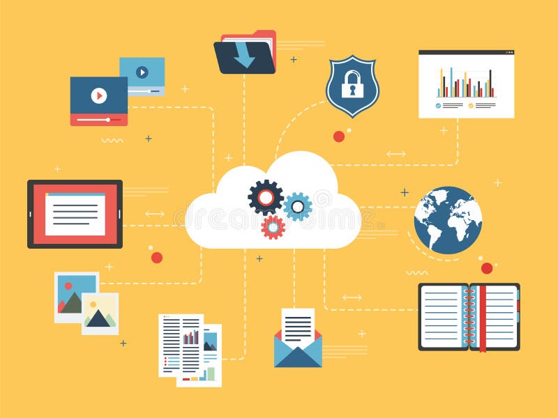 Computación De La Nube Y Materiales Promocionales Ilustración del Vector - Ilustración de icono ...