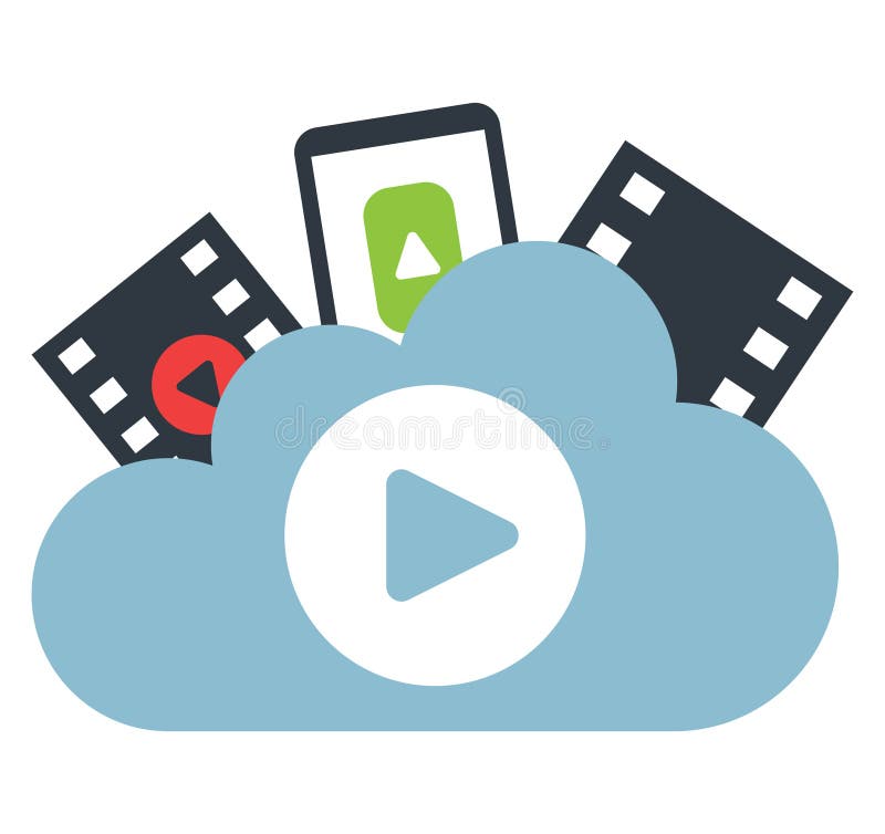 Computación En La Nube Y Entretenimiento Ilustración del Vector - Ilustración de icono ...