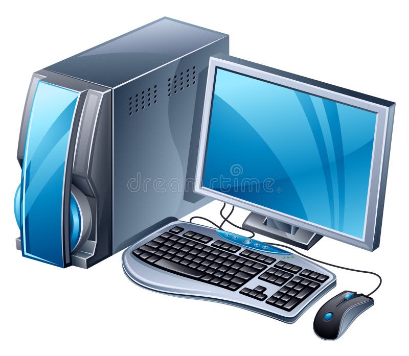 Computadora de escritorio ilustración del vector. Ilustración de negro ...