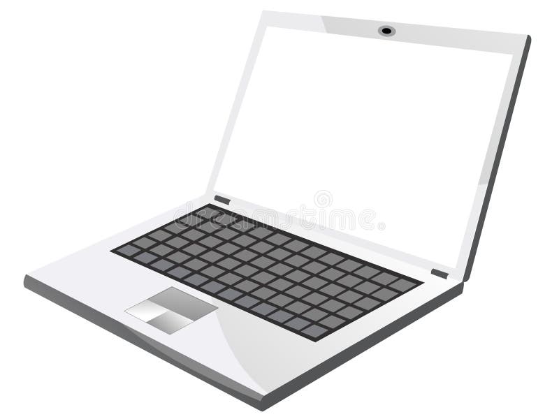 Computadora Portátil En El Fondo Blanco Ilustración del Vector ...