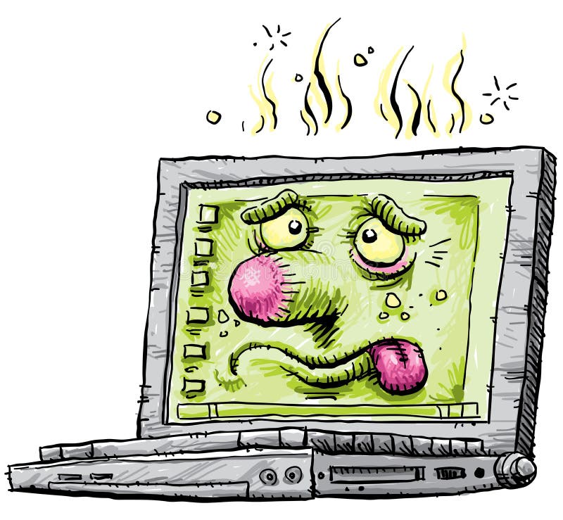 Computadora Portátil Enferma Stock de ilustración - Ilustración de ...