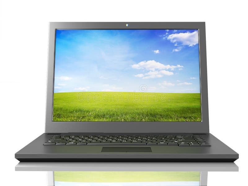 Computadora portátil negra stock de ilustración. Ilustración de ...