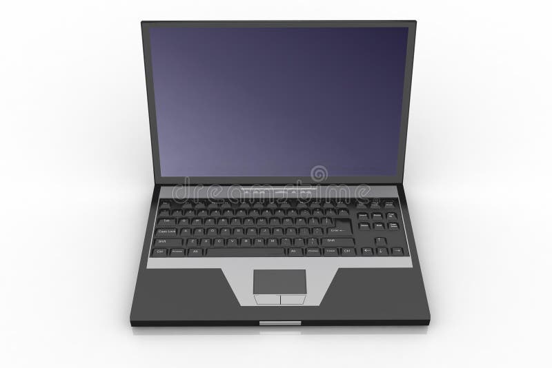 Computadora Portátil Negra Abierta Stock de ilustración - Ilustración ...