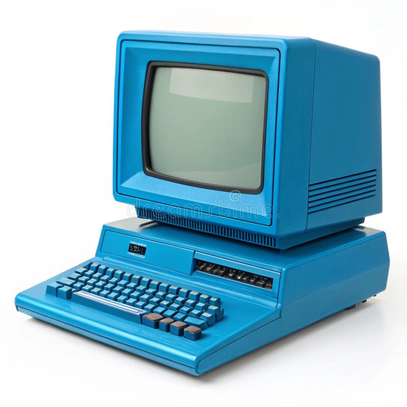 Computadora Retro Azul Estilizada Stock de ilustración - Ilustración de ...