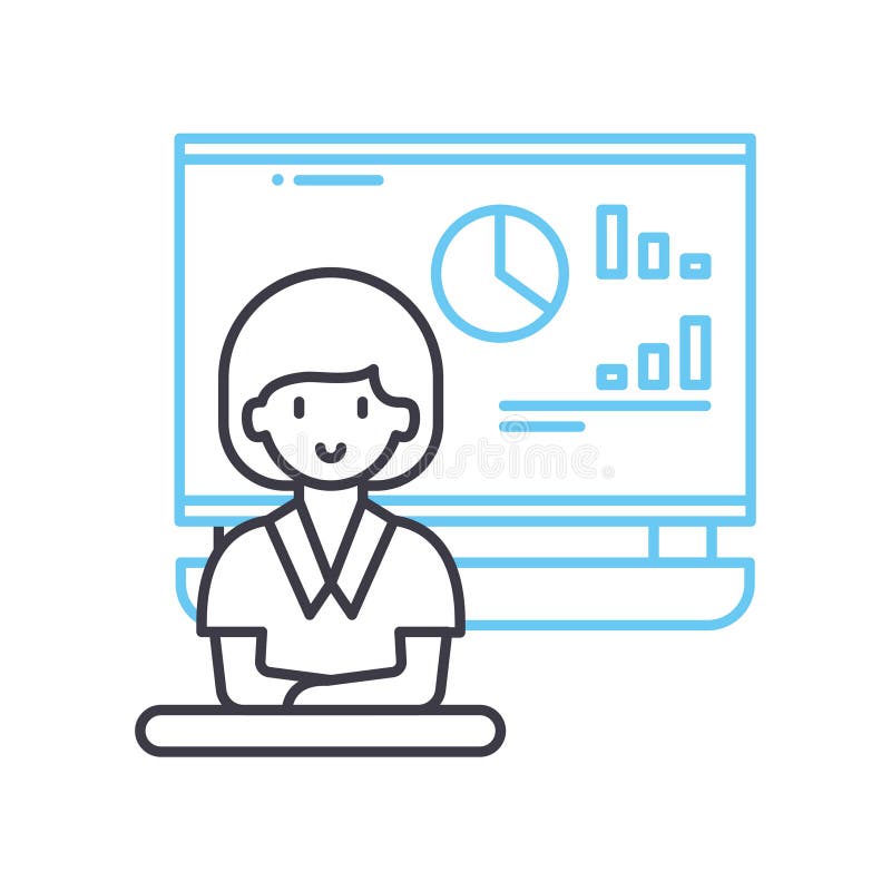 Computation Analysis Line Icon, Outline Symbol, Vector Illustration ...