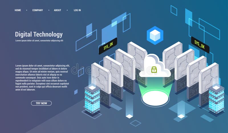 Isometric Data Processing Center, Ai Programming, Neron Wide ...