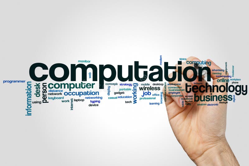 Computation Word Cloud Concept on Grey Background Stock Photo - Image ...