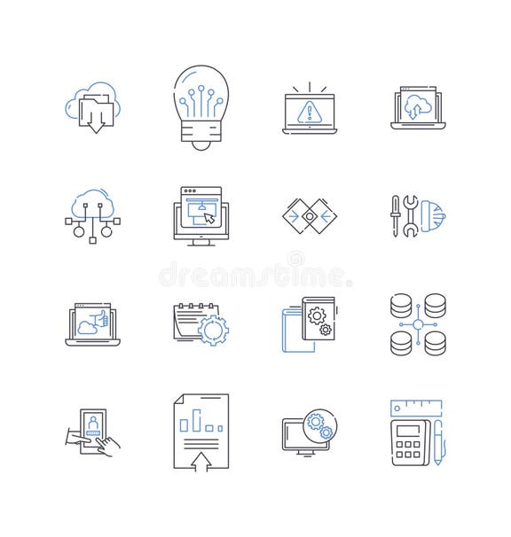 Computational Devices Line Icons Collection. Processor, Silicon, Circuit, Transistor, Algorithm ...
