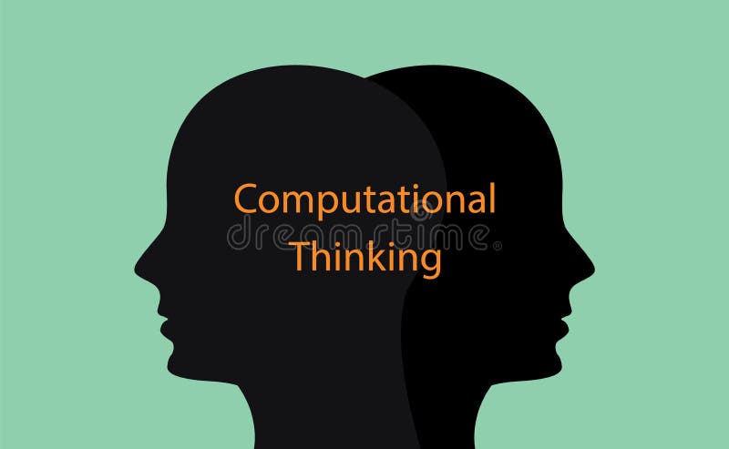 Computational Thinking Concept Illustration with Human Head Silhouette ...
