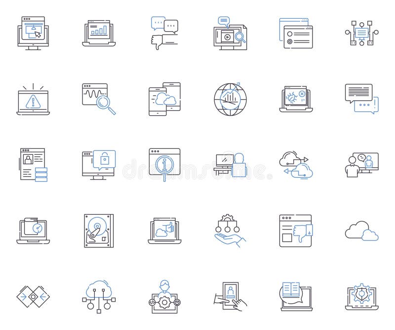 Computational Tools Line Icons Collection Algorithm Automation