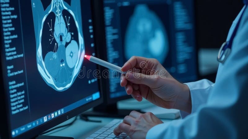 Computed Tomography of a Person on a Device Monitor Stock Illustration ...