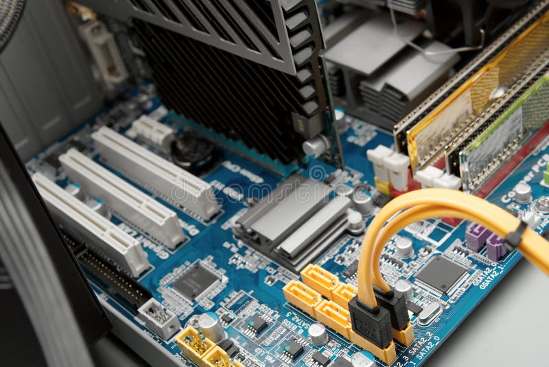 Computer Motherboard Connectors Stock Image - Image of colorful ...