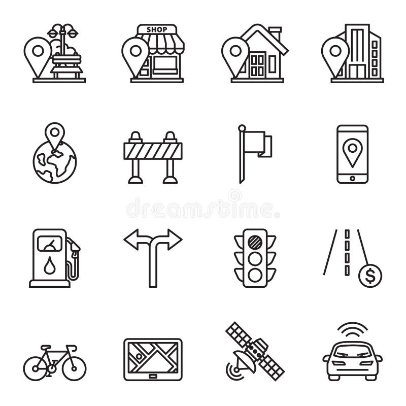 Navigation Related, Contains Such Icons As World Map, Office Location ...