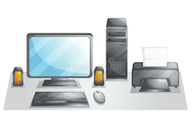 Vector White Computer Icon Set. Part 1. PC Stock Vector - Illustration ...