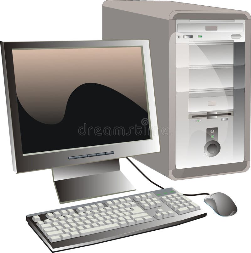 Vector Computer and Monitor Stock Vector - Illustration of blue ...