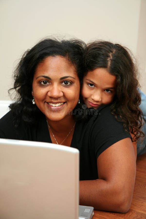 Family on Computer stock photo. Image of family, interracial - 1023652