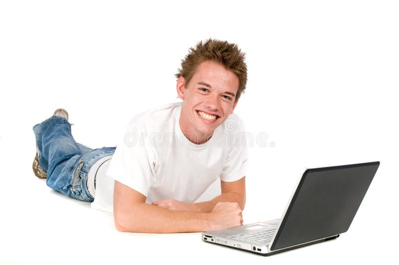 Teen using laptop stock photo. Image of communication - 1938808