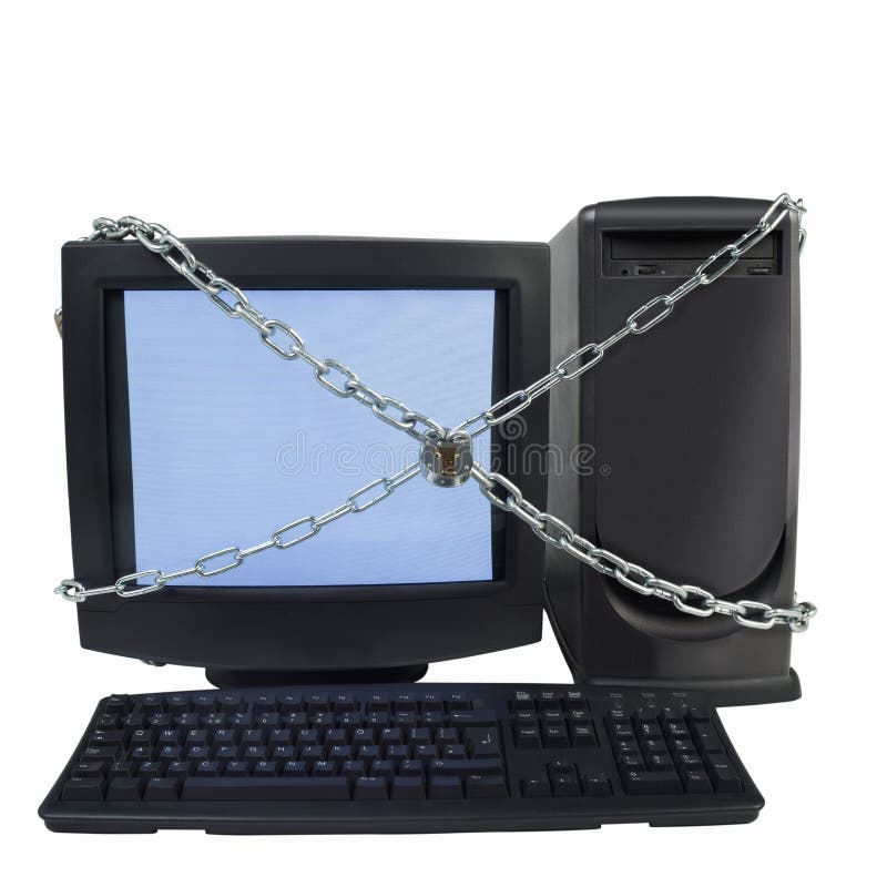 Hands of Businessman Addicted To Work Bond with Chain To Computer ...