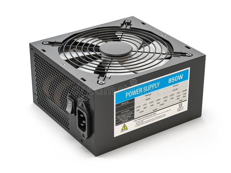 Computer AC Power Supply Unit Isolated on White Stock Illustration ...