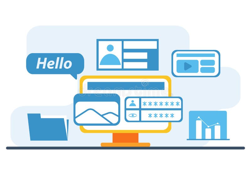 Computer access stock vector. Illustration of drawing - 210779990