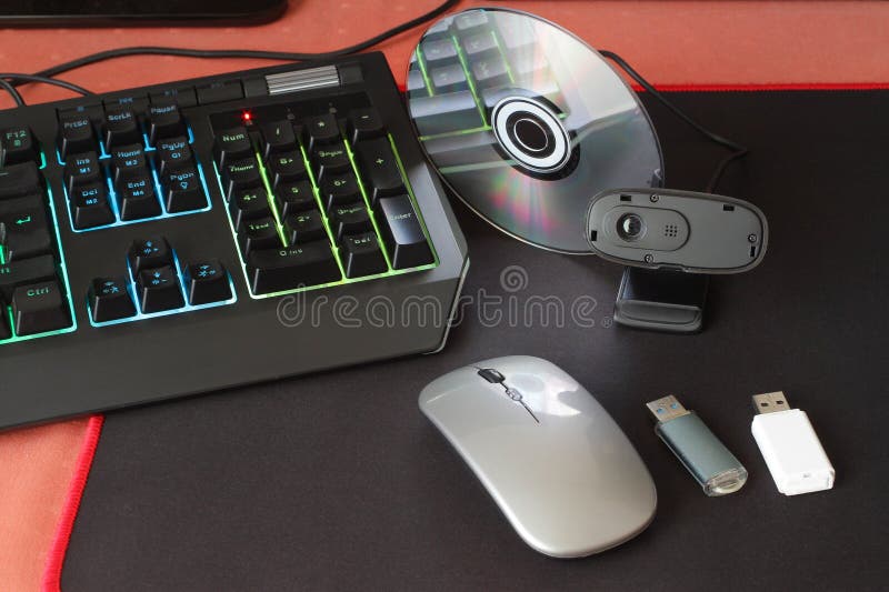 Computer Accessories on a Computer Desk. Stock Image - Image of online ...