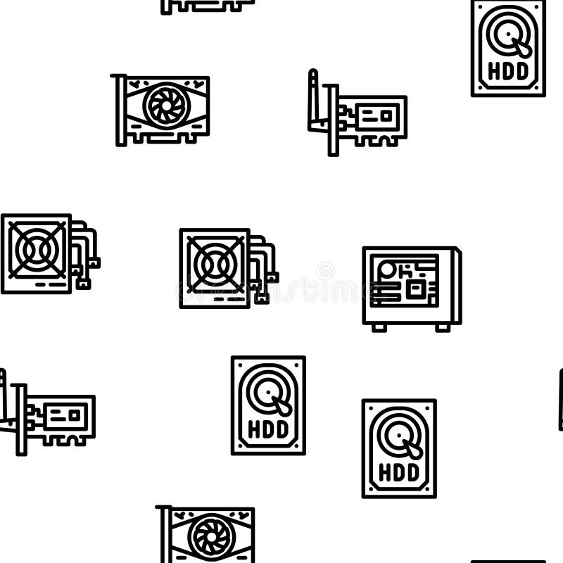 Computer Accessories and Parts Vector Seamless Pattern Stock ...