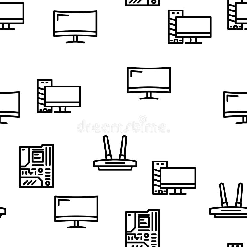 Computer Accessories and Parts Vector Seamless Pattern Stock Vector ...