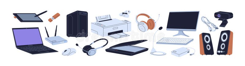 Computer Accessories Set. PC Equipment, Devices Stock Vector ...